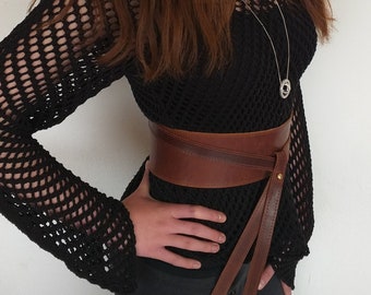 Wide leather belt | Etsy