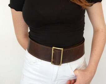 Wide leather belt | Etsy