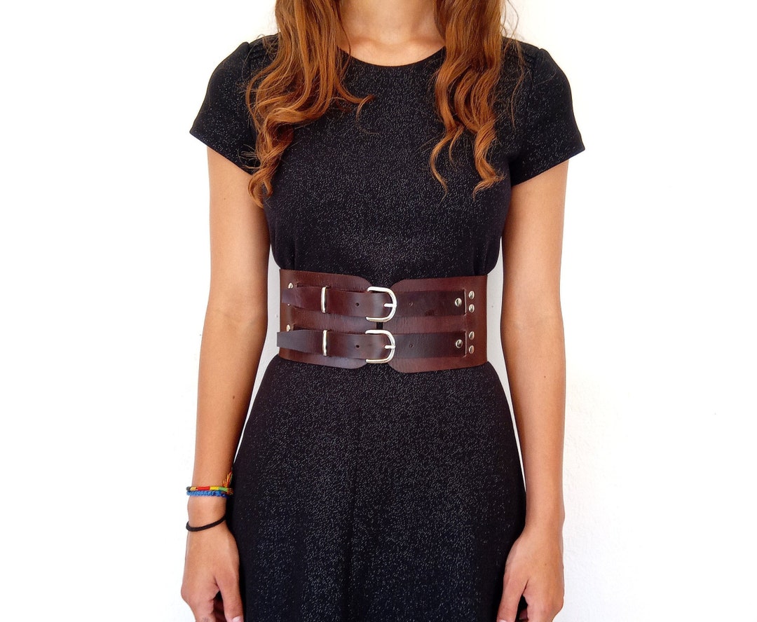 Cinturón de cuero ancho, cinturón de corsé underbust, cinturón negro ...