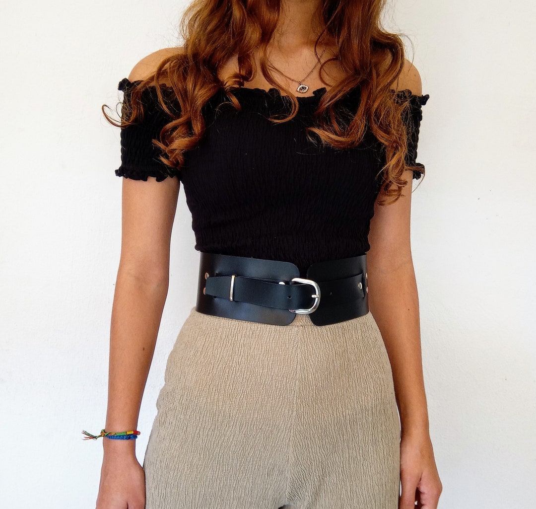 Black Wide Leather Belt Women Dress Belt T For Her Plus Size Belt