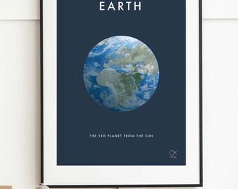 Earth Globe Planet From Space Frameless Poster Nature Space Art Print ...
