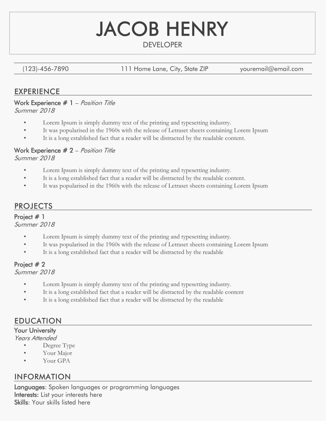 Original Resume Template, Professional Resume, Resume Templates ...