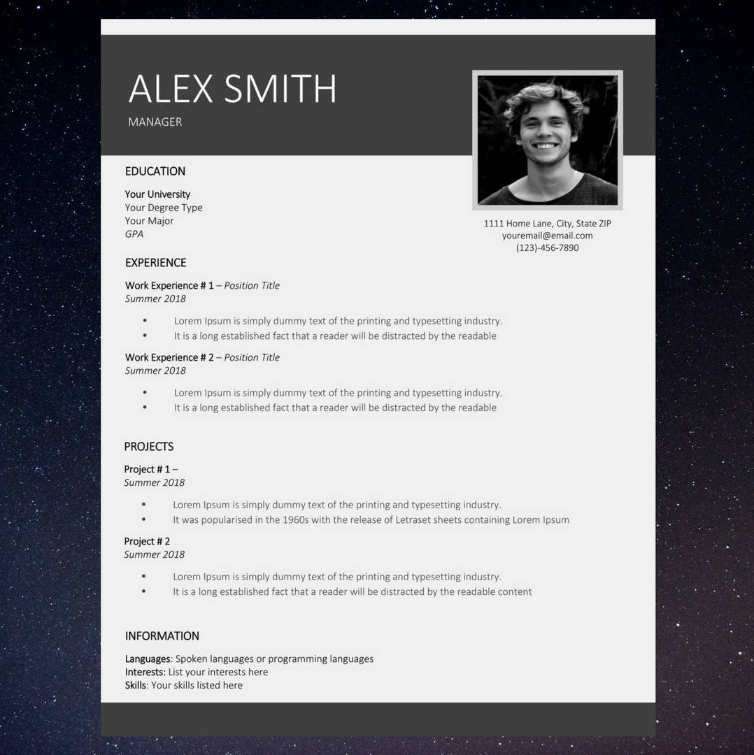 Clean Resume/cv Template | Word Cover Letter Template | Easy to Edit ...