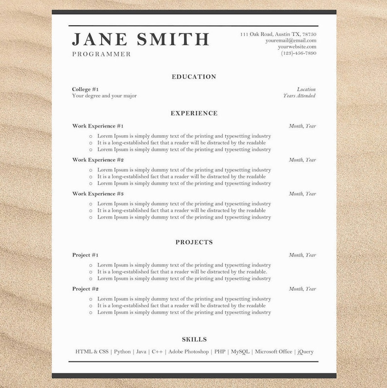 Vintage Resume/cv Template | Professional Cover Letter Template | Easy ...