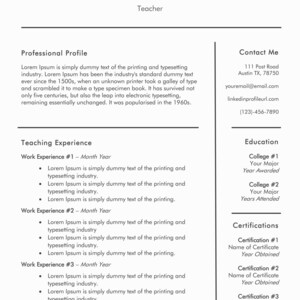 Teacher Resume/cv Template | Educator Cover Letter Template | Easy to ...
