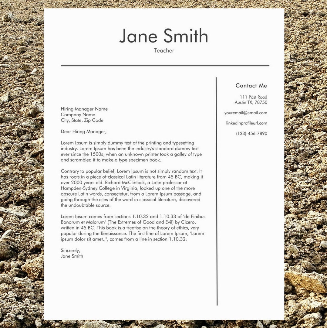 Teacher Resume/cv Template | Educator Cover Letter Template | Easy to ...