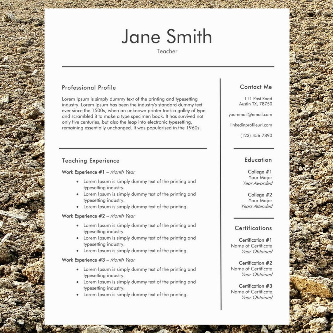 Teacher Resume/cv Template | Educator Cover Letter Template | Easy to ...