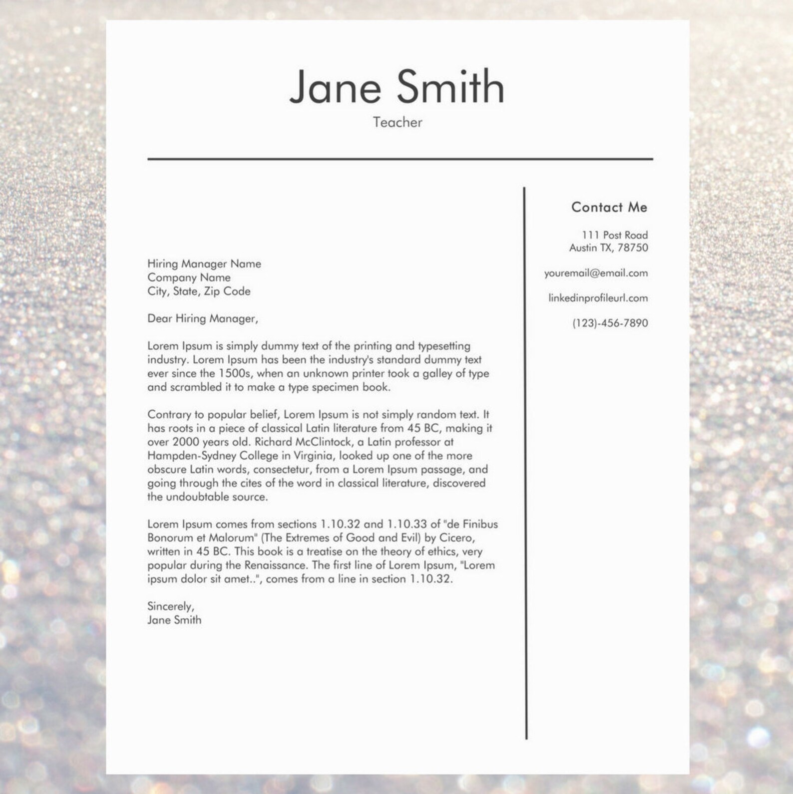 Teacher Resume/cv Template | Educator Cover Letter Template | Easy to ...