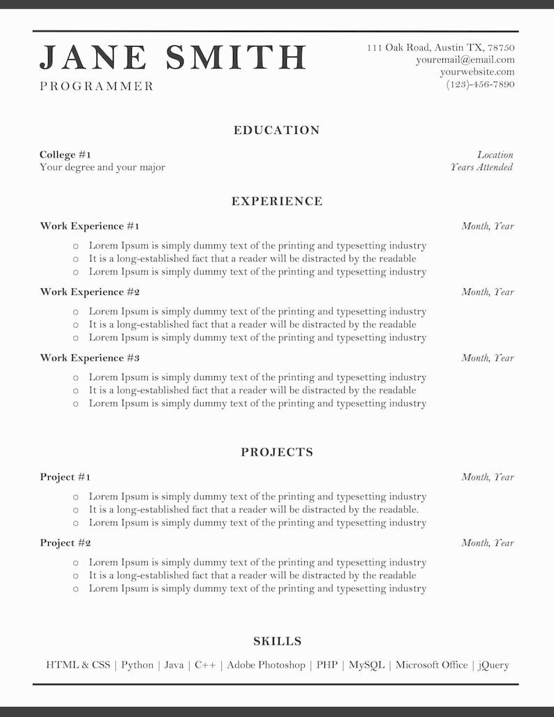 Vintage Resume/cv Template | Professional Cover Letter Template | Easy ...