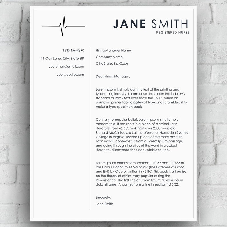 Nurse Resume/cv Template | Medical Cover Letter | Easy to Edit and ...