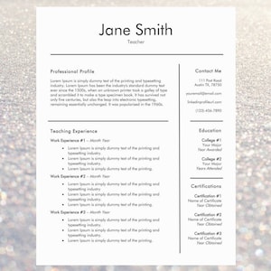Teacher Resume/cv Template | Educator Cover Letter Template | Easy to ...