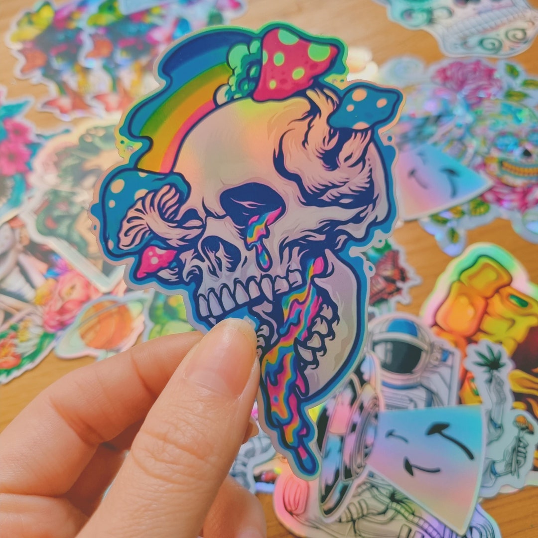 Psychedelic Mushroom//psychedelic Skull Sticker//rave Sticker ...
