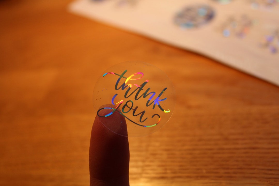 Thank You Transparent Stickers Clear Foiled Labels Unique - Etsy