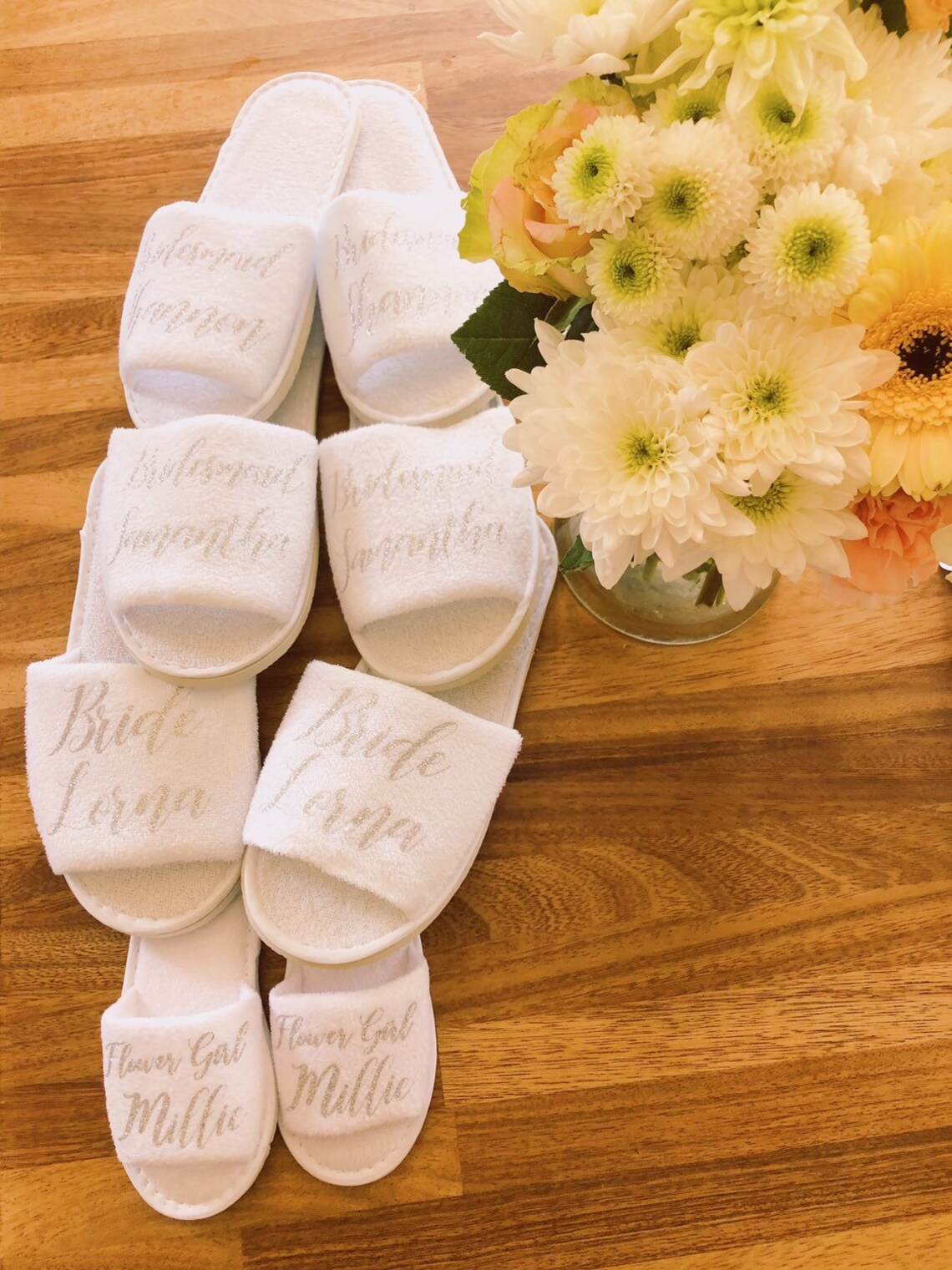 Childrens spa slippers flowergirl slippers personalised spa | Etsy