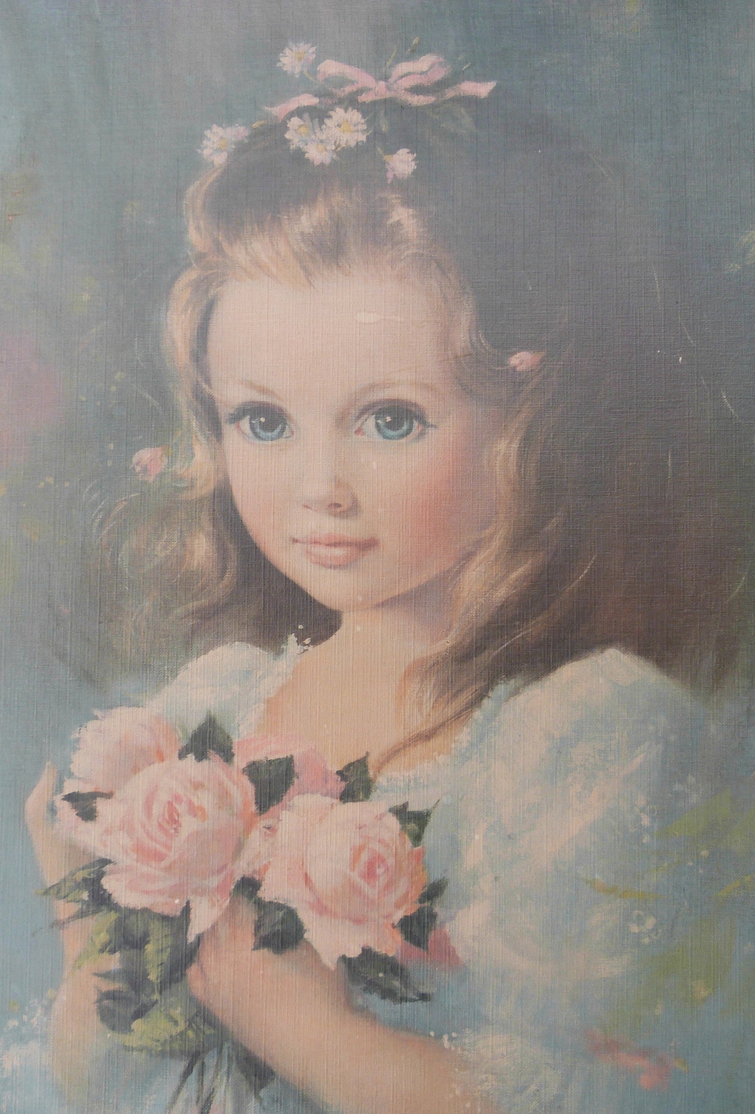 Vintage Picture Brenda Burke Girl With Roses C.1990 - Etsy