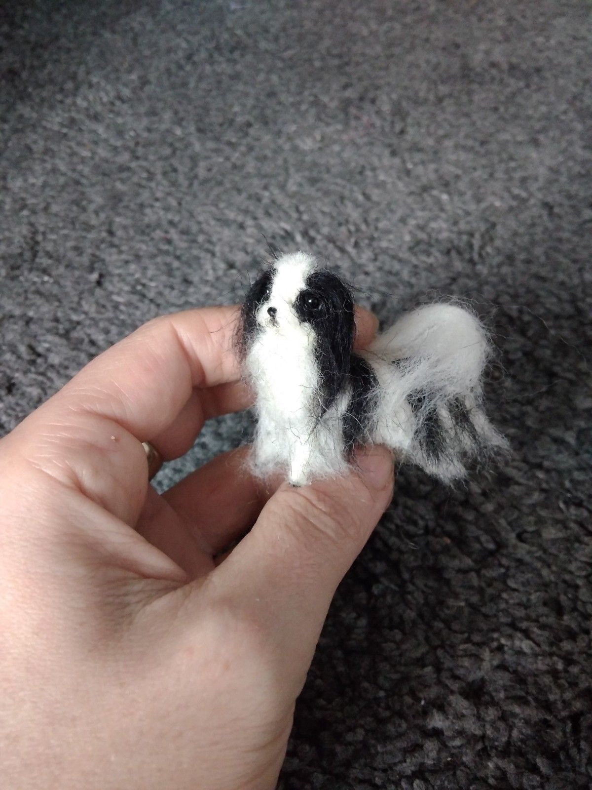 OOAK Needle Felted Dollhouse Miniature Japanese chin puppy/dog | Etsy