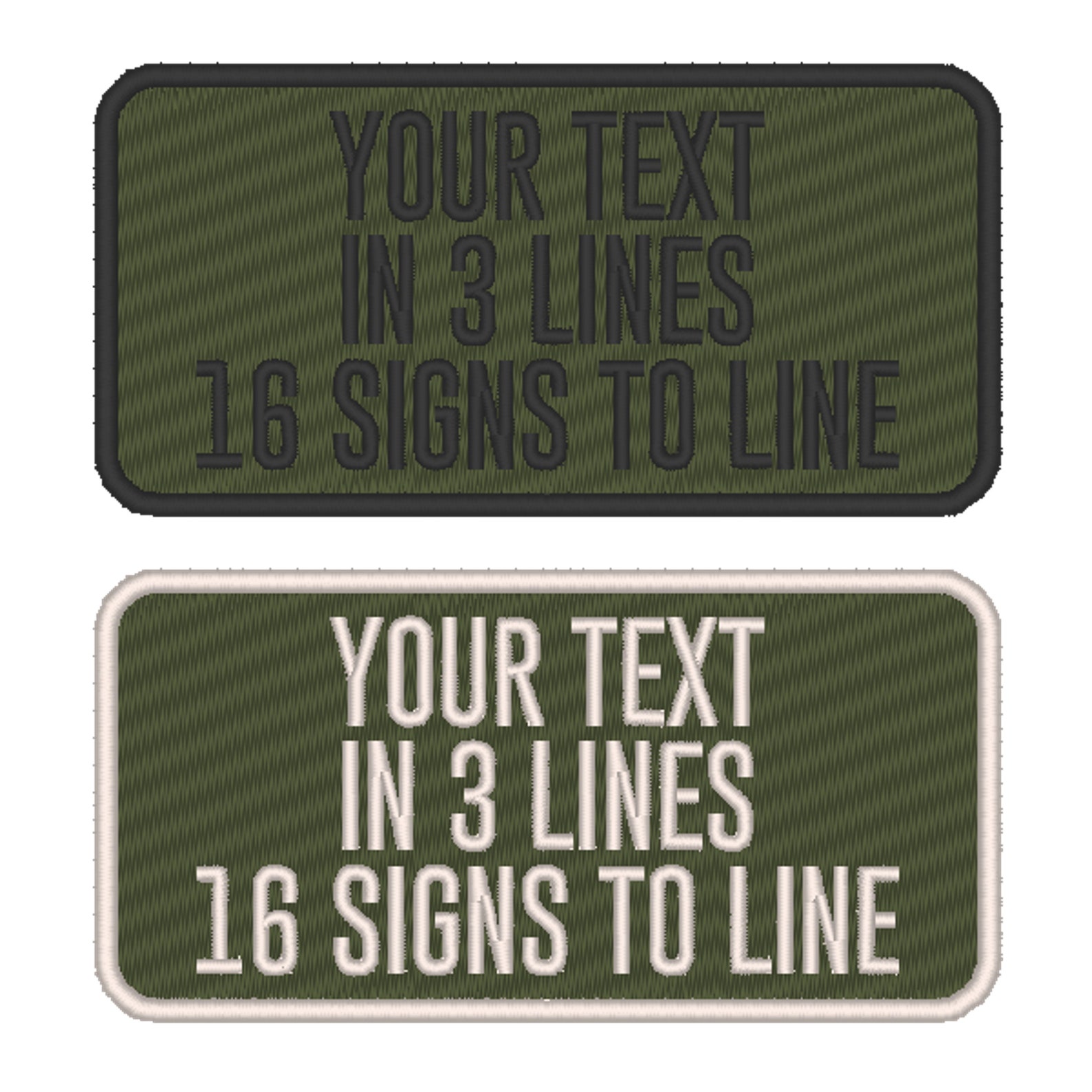 Custom Text Patch 3 Size 3''x 2'', 4''x 2'', 5''x 2'' Lines Embroidered ...