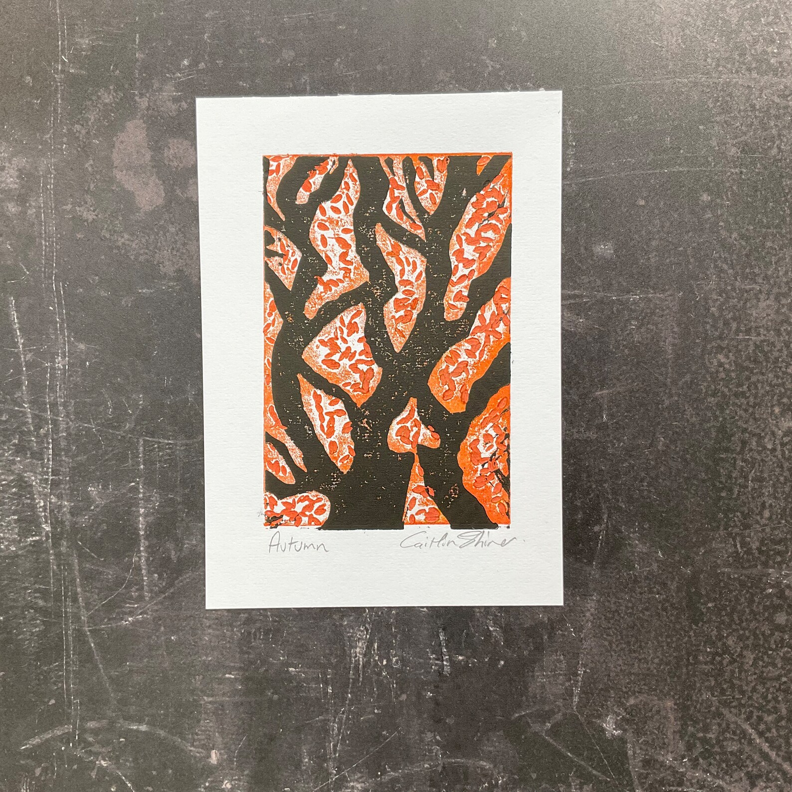 Autumn Tree Linocut Print, Tree Linocut Print, Fall Leaf Print ...