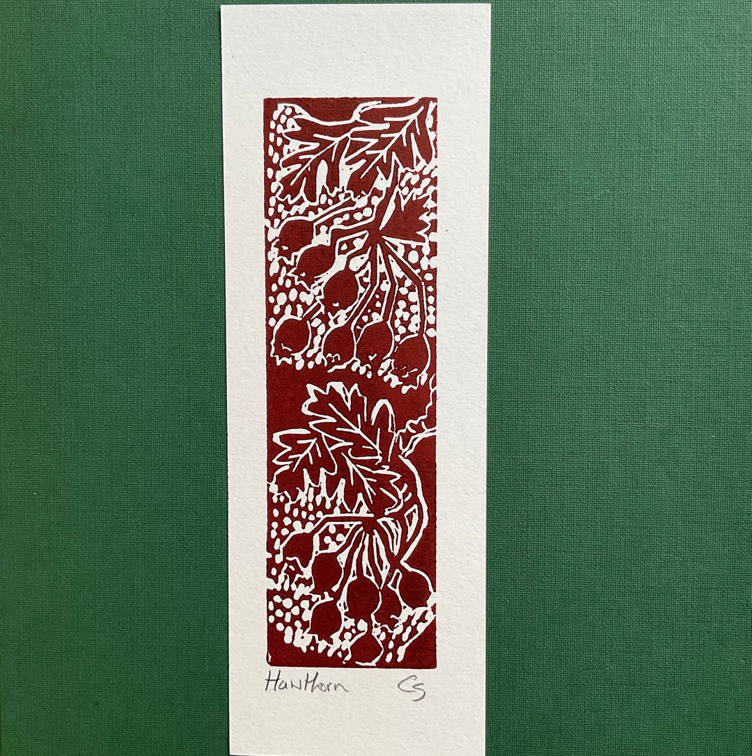 Botanical Bookmark,hawthorn Mini Lino Cut Print, Bookmark With Lino Cut ...