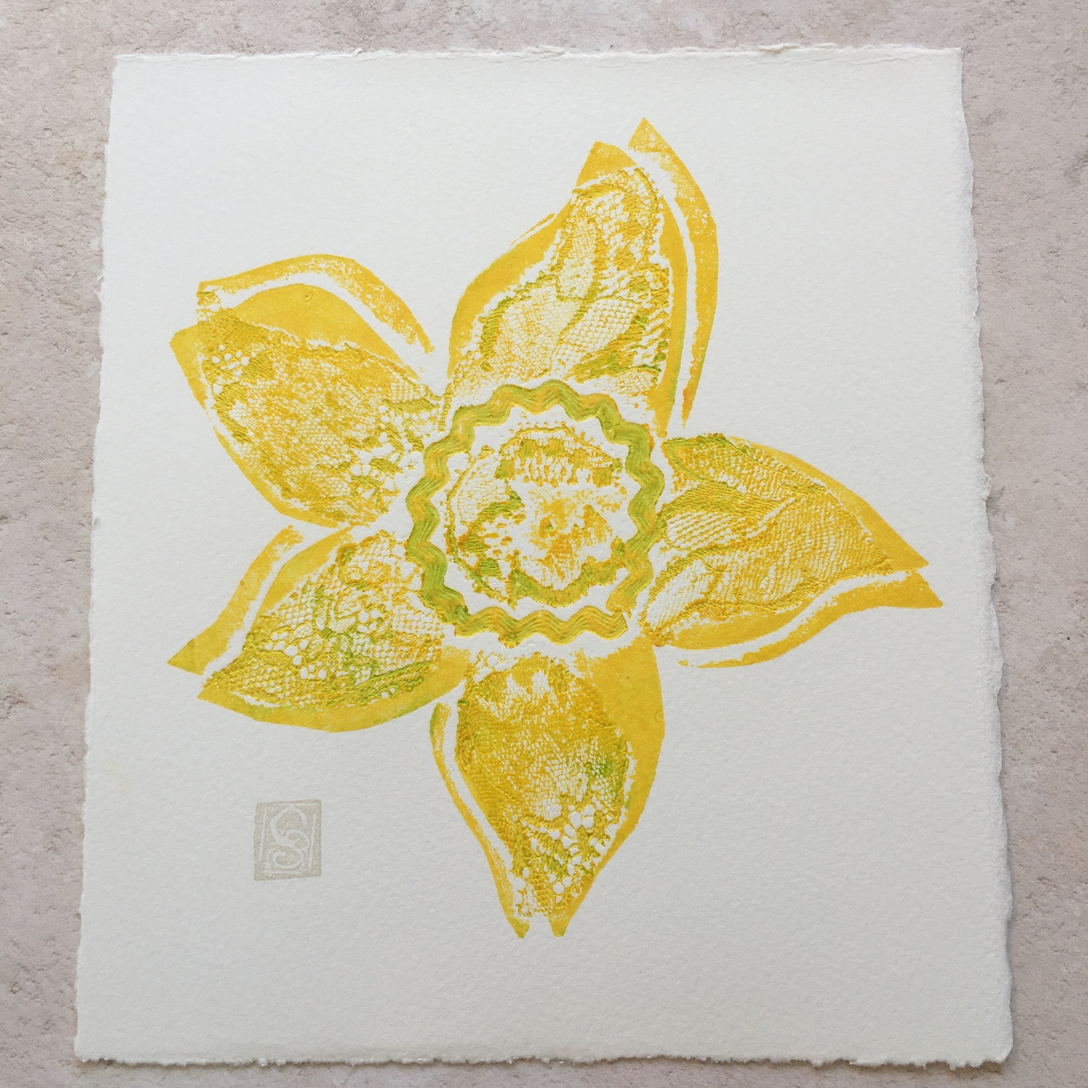 Daffodil Print Original Collagraph Flower Print Abstract - Etsy Hong Kong