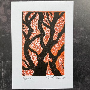 Autumn Tree Linocut Print, Tree Linocut Print, Fall Leaf Print ...