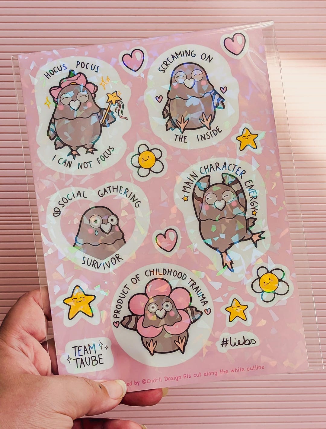 Handmade Sticker Sheet for Cutting Yourself >team Taube Crew