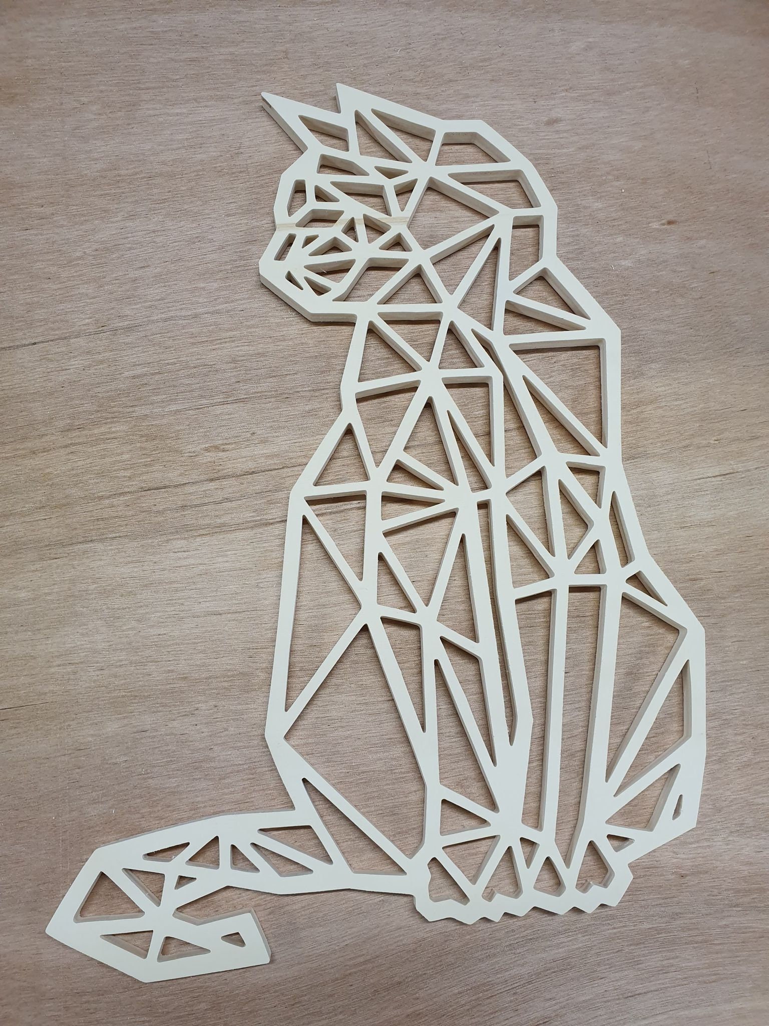 Gato geométrico de madera hecho a mano, animales geométricos de madera ...