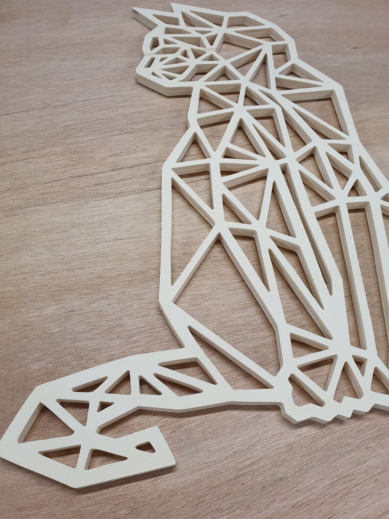 Chat géométrique en bois fait main, animaux géométrique en bois - Etsy ...