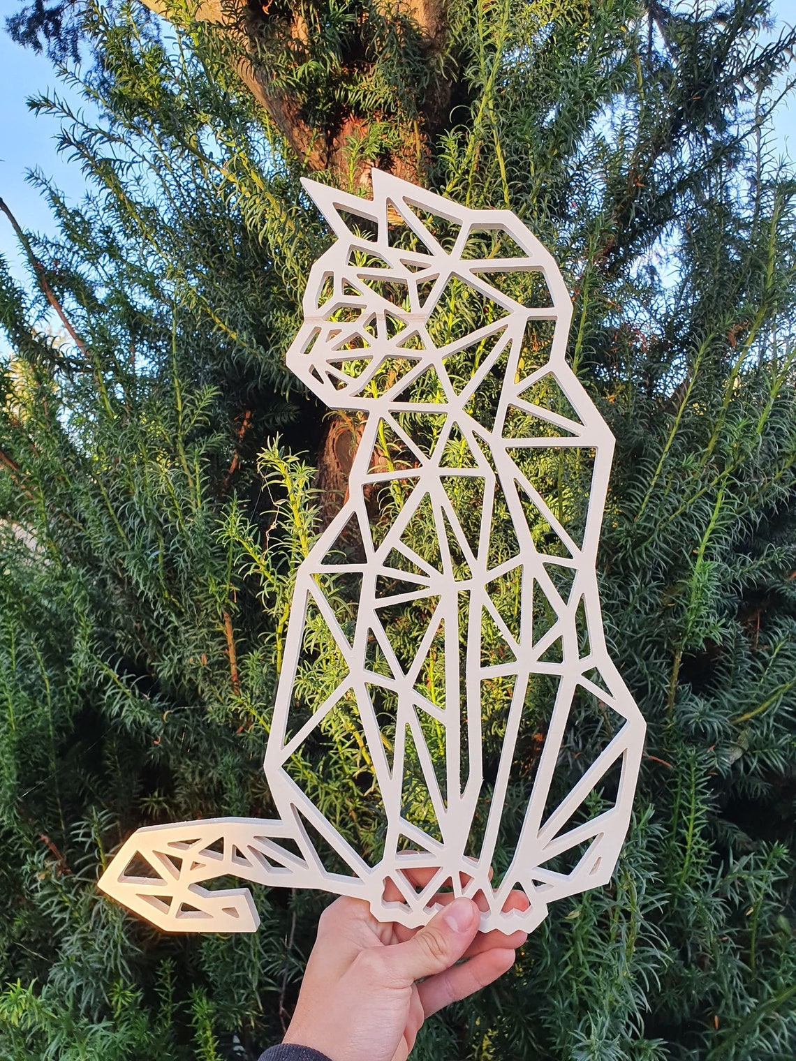 Chat géométrique en bois fait main, animaux géométrique en bois - Etsy ...