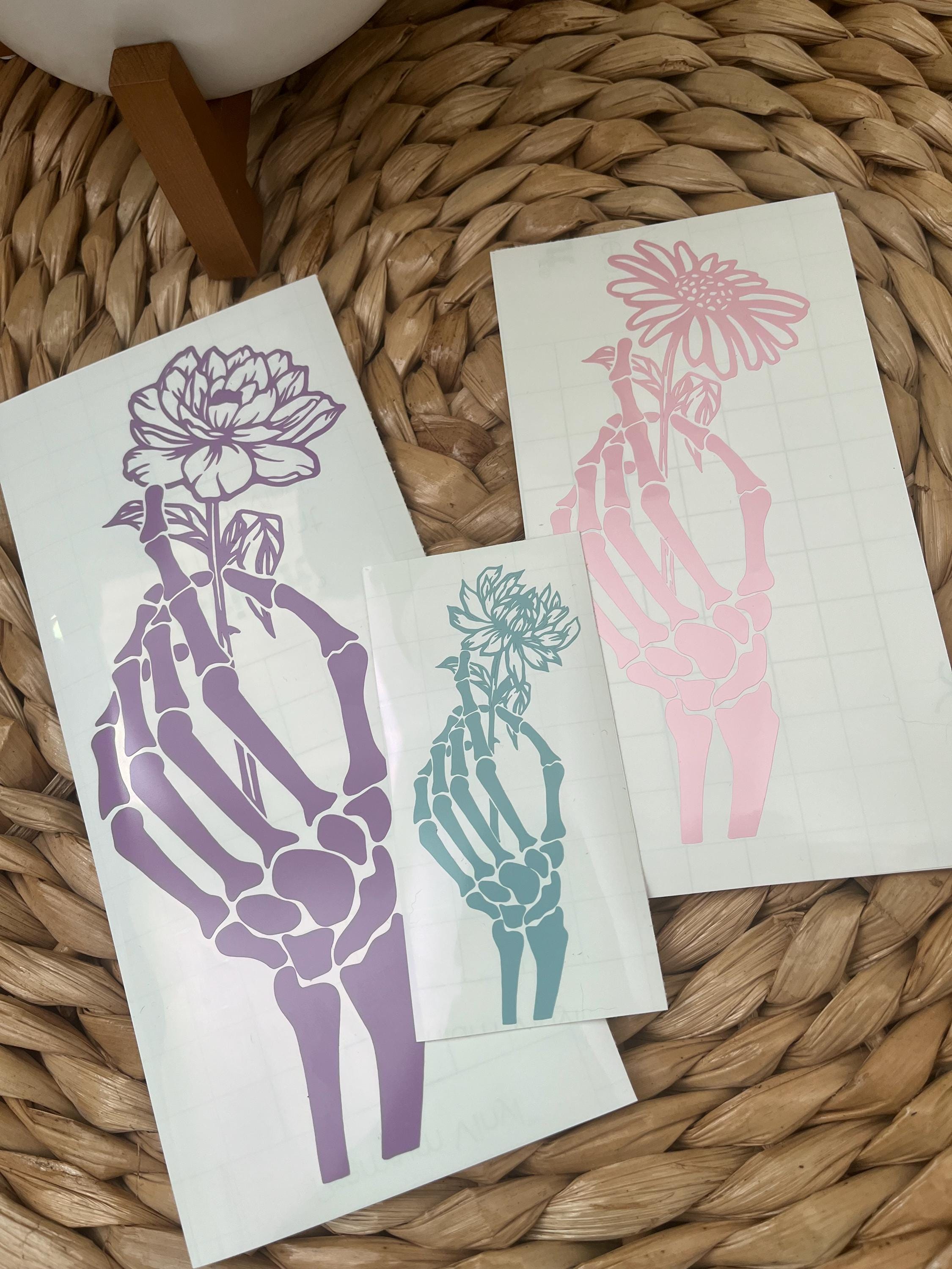 Flower Car Decal | Skeleton Hand Decal | Skeleton Flower Decal - Etsy