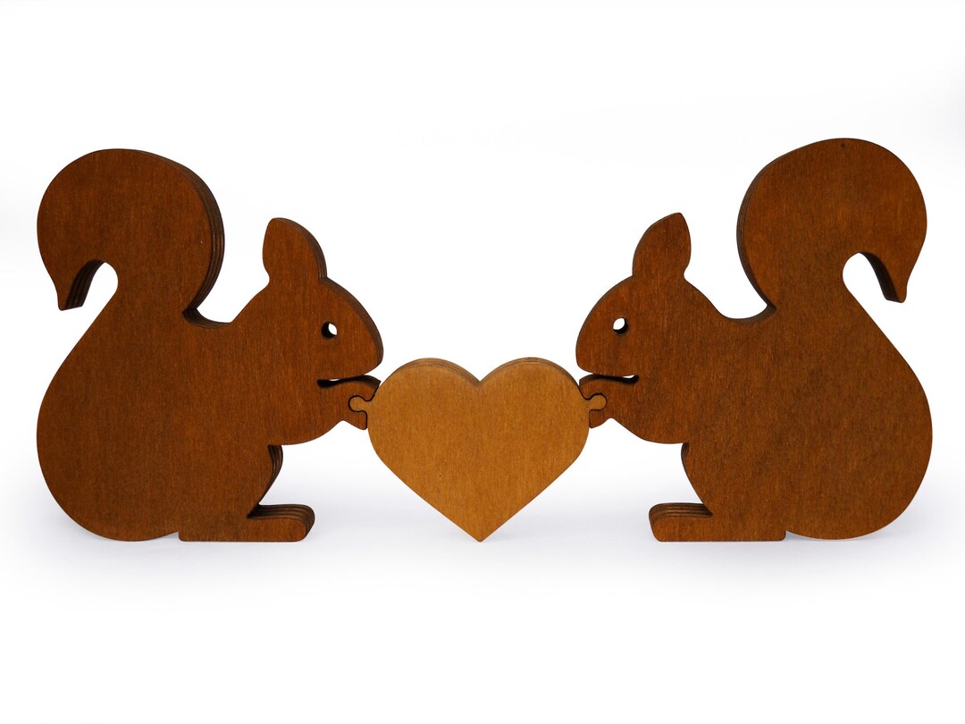 Wooden Squirrels With Heart - Etsy