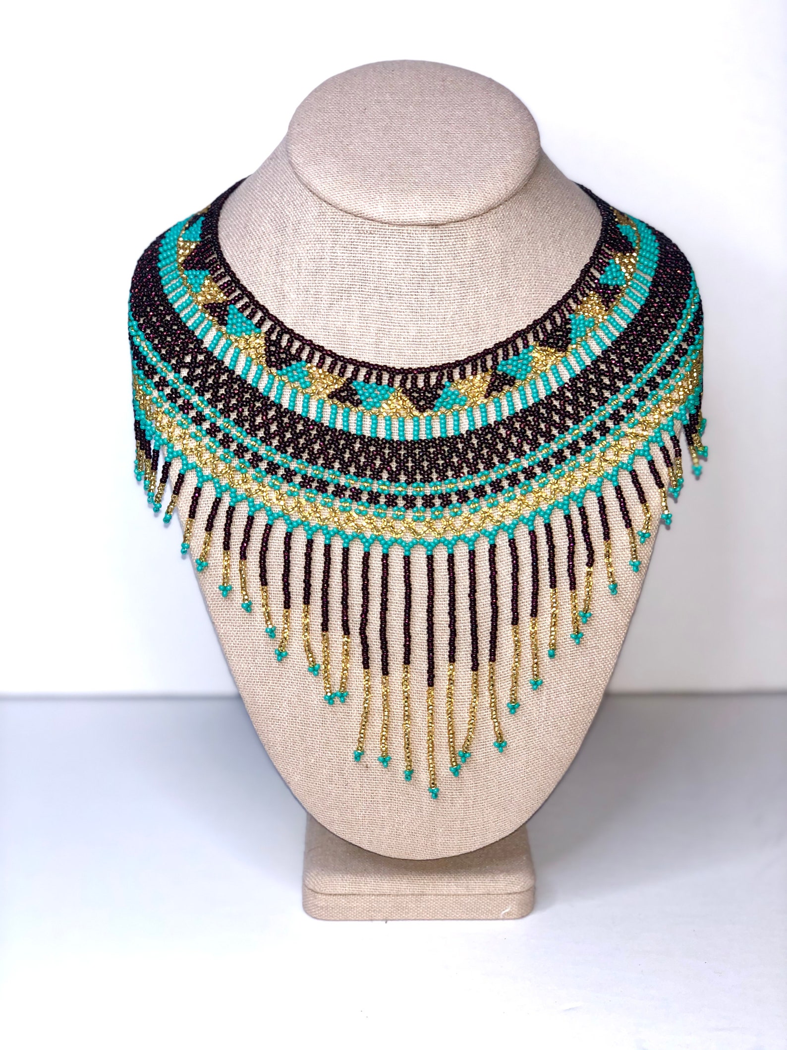 Aztec Mayan Style Beaded Necklace Etsy
