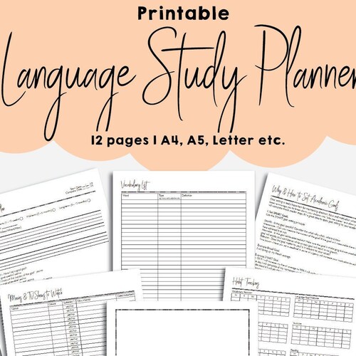 Language Learning Planner Self Study Foreign Languages - Etsy