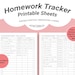 Homework Tracker Printable Sheets Homework & Assignment Planner Student ...