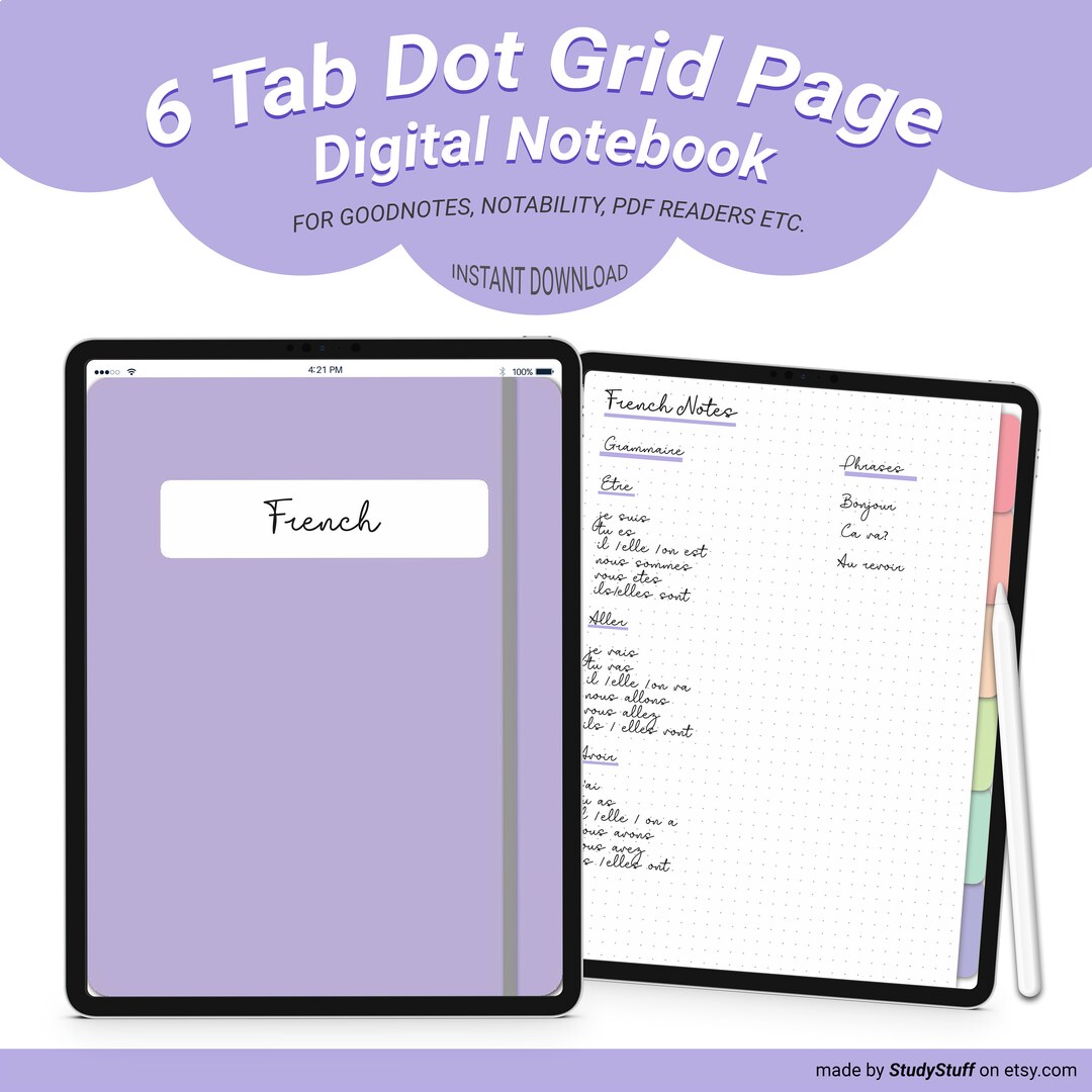 Digital Notebook With Tabs (dot Grid Pages), Digital Bujo, Digital ...