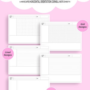 Cornell Notes (landscape/horizontal), Cornell Notes Printable, Cornell ...