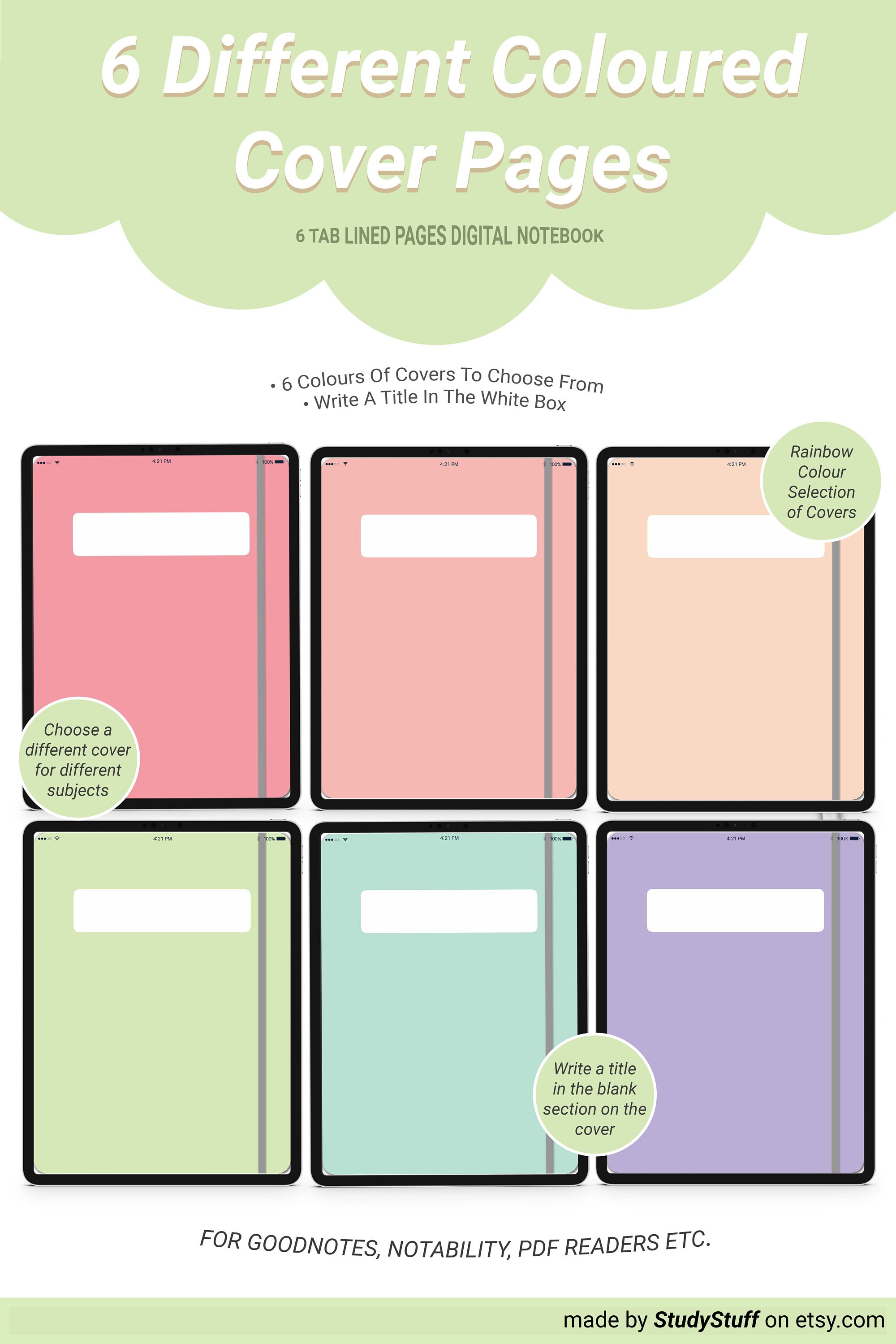 Digital Notebook With Tabs (lined Pages), iPad Notes Template, Digital ...