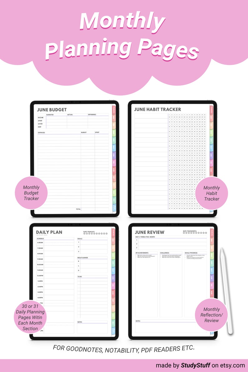 Undated Student Digital Planner, Student Planner for Ipad, Undated ...