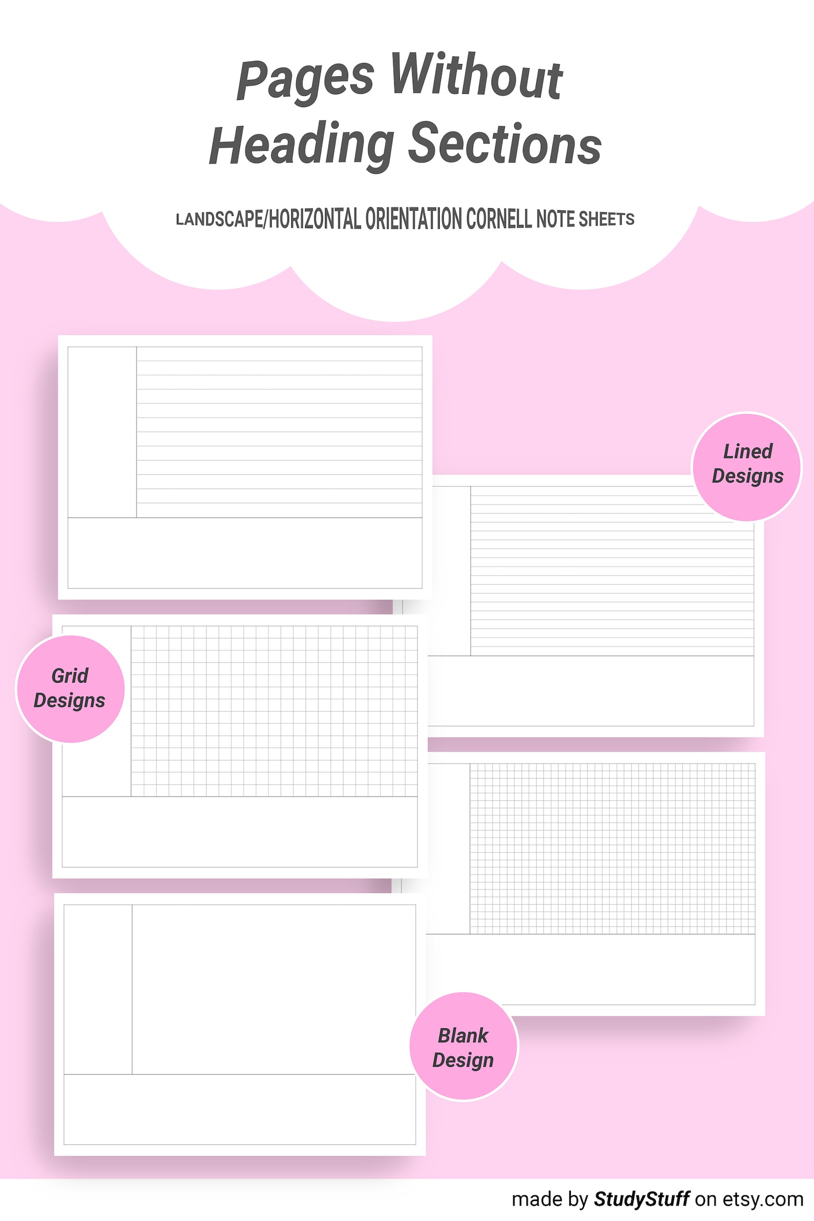 Cornell Notes (landscape/horizontal), Cornell Notes Printable, Cornell ...