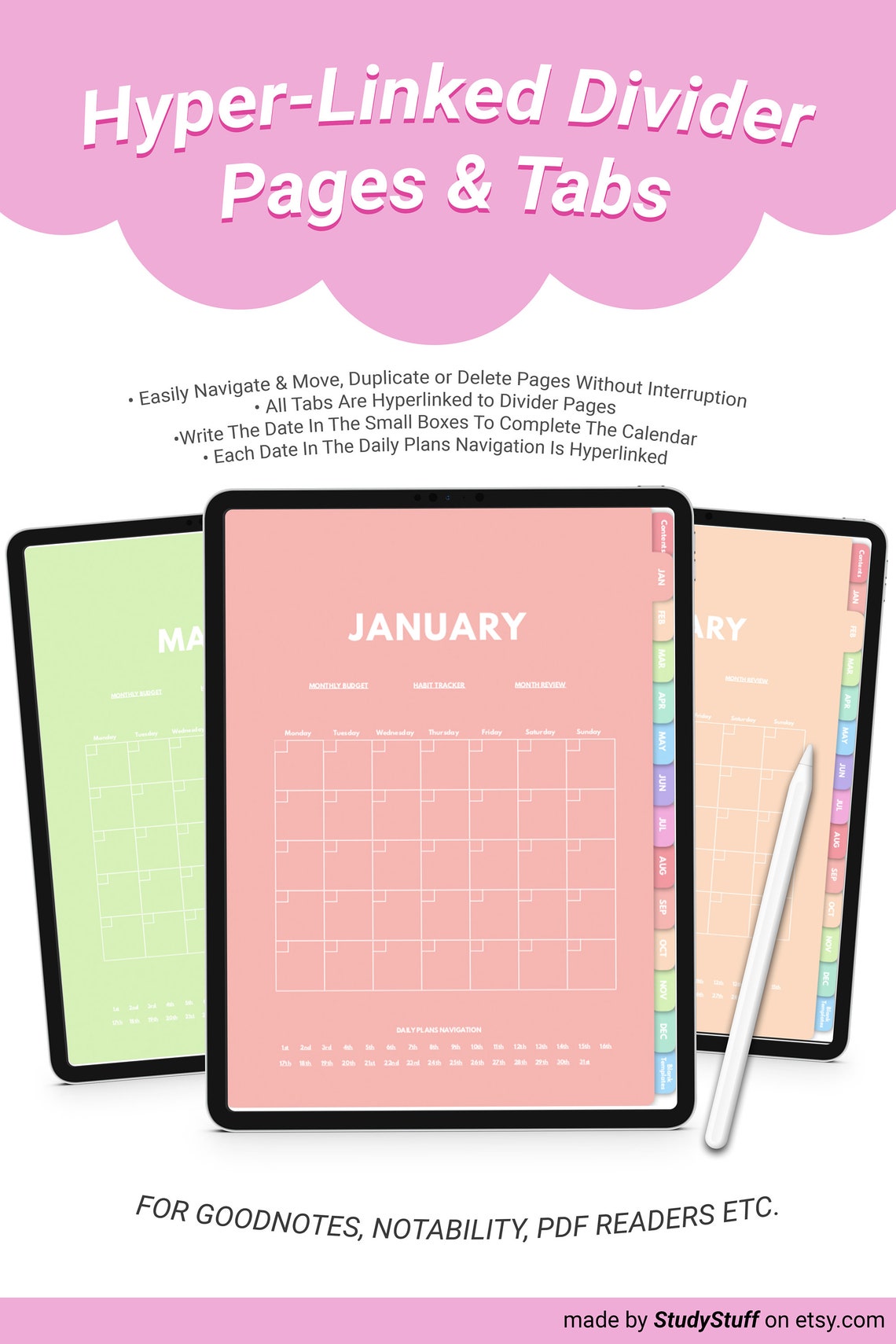 Undated Student Digital Planner, Student Planner for Ipad, Undated ...