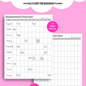 Student Time Management Printable Planner | Study Planning | Time ...