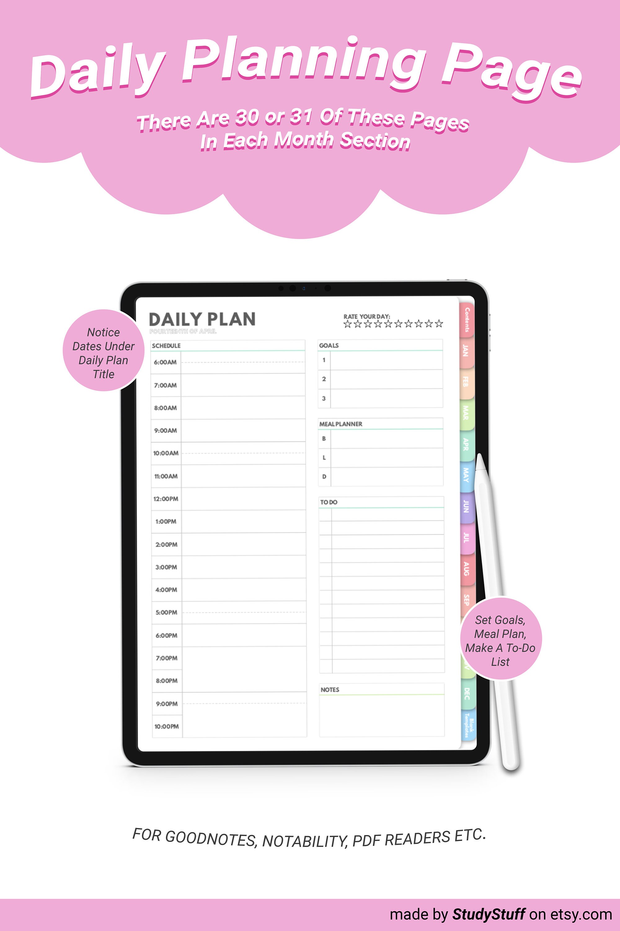 Undated Student Digital Planner, Student Planner for Ipad, Undated ...