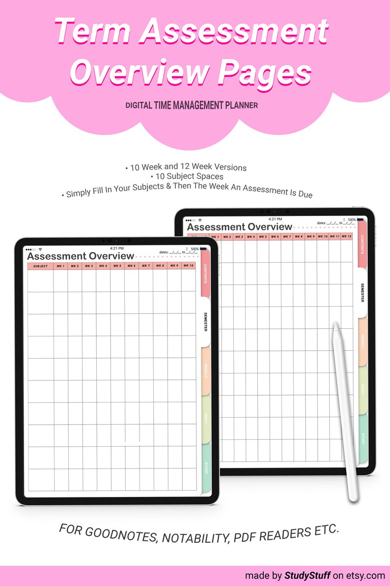Student Time Management Productivity Digital Planner | Study Planning ...