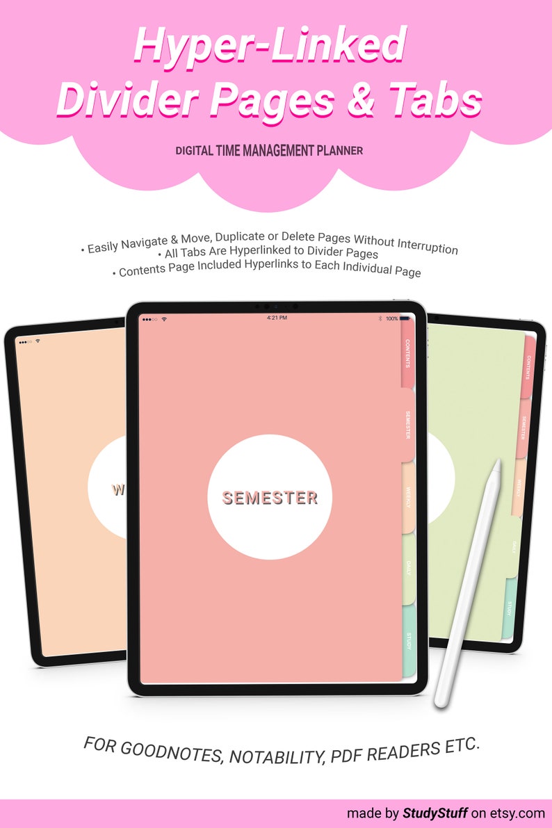 Student Time Management Productivity Digital Planner | Study Planning ...