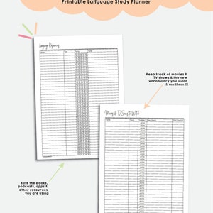 Language Learning Planner | Self Study Foreign Languages Printable Pack ...