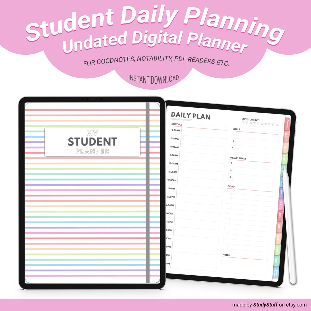 Undated Student Digital Planner, Student Planner for Ipad, Undated ...