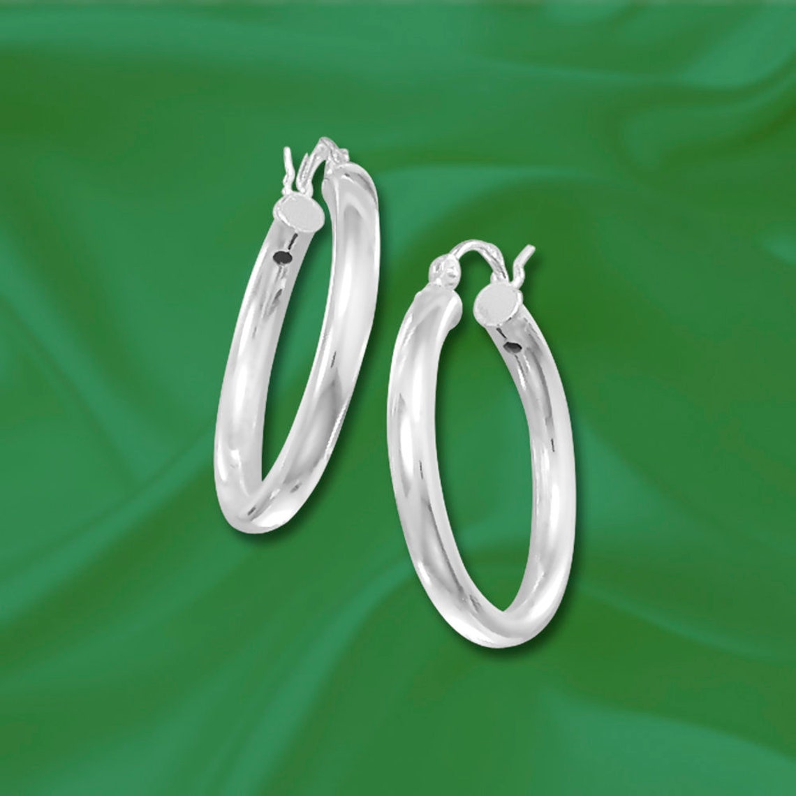 925 Sterling Silver 3mm X 25mm Hoop Earrings With Click - Sold in Pairs ...