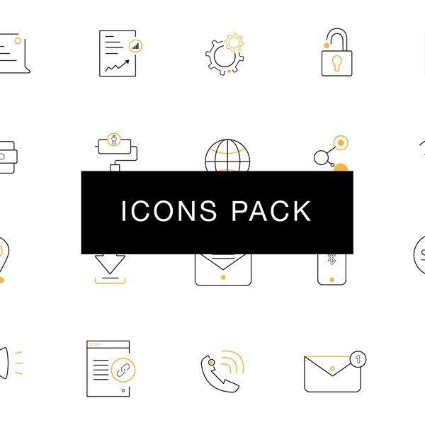 Black and Yellow App Icons - Etsy
