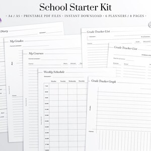 School Starter Kit Student Planner Weekly Schedule Grade - Etsy