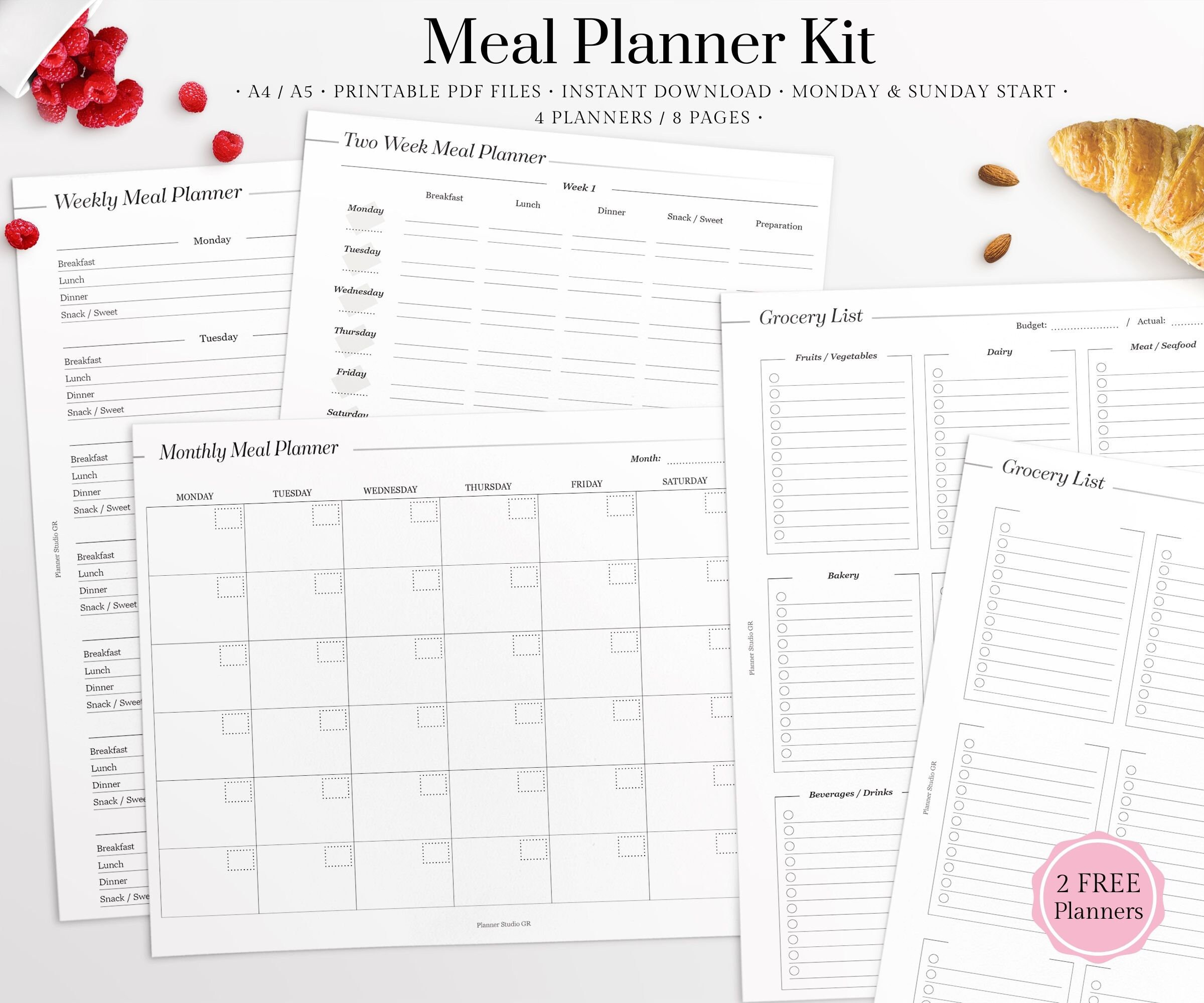 Meal Planner Kit Weekly Meal Planner Two Week Meal Planner | Etsy